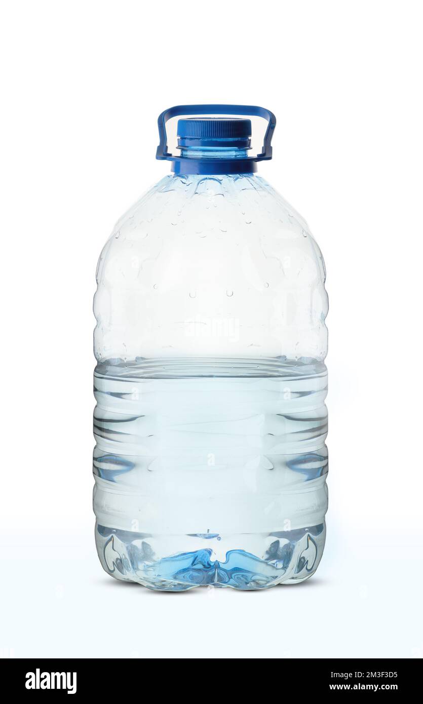 large plastic bottle half full of water on a white background Stock ...