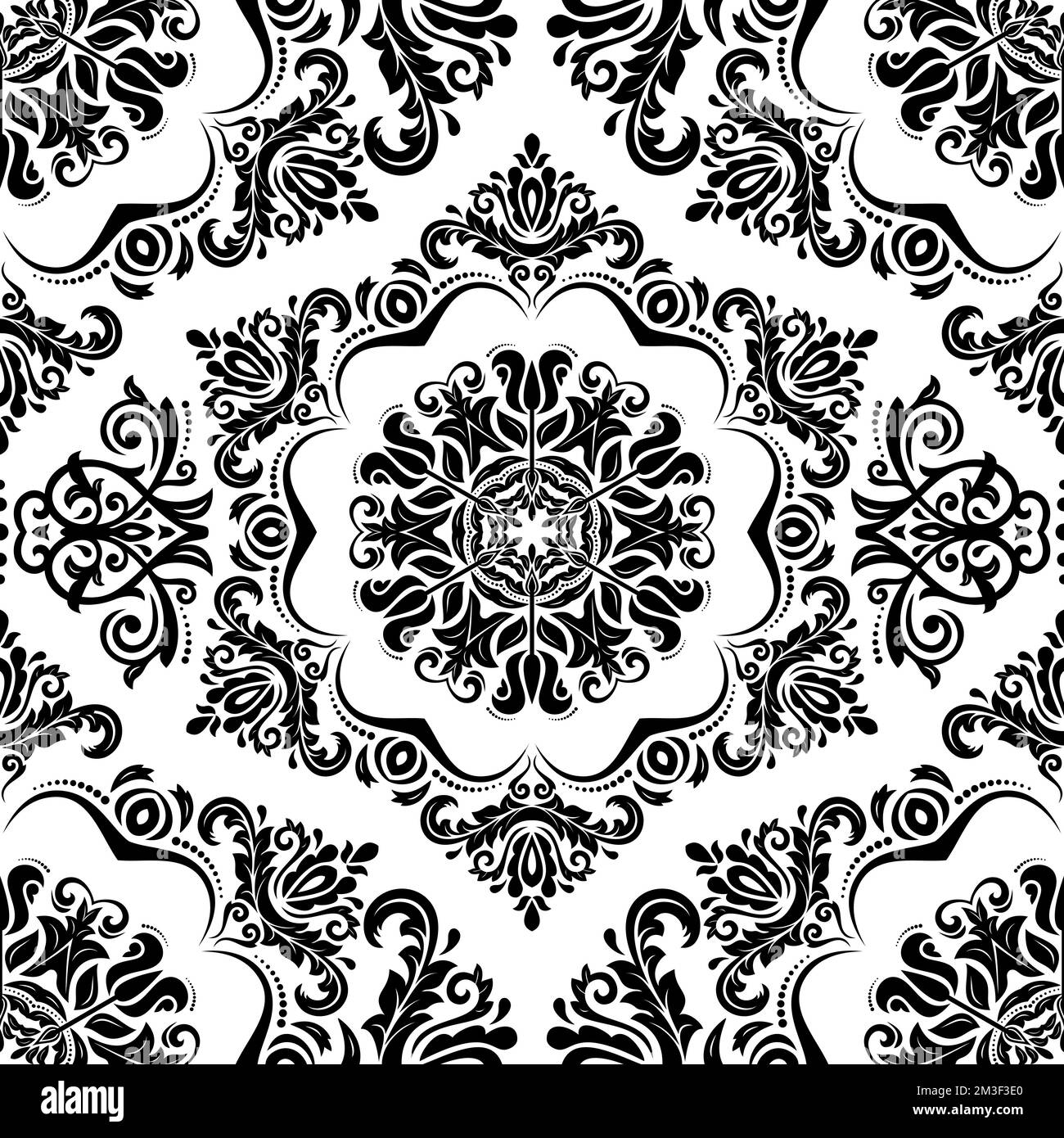 Classic seamless vector pattern. Damask orient ornament. Classic black ...