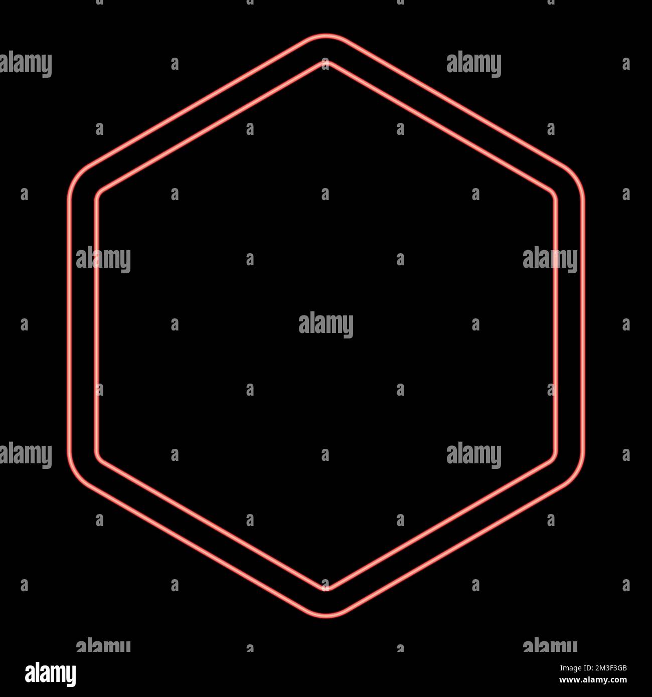 Neon hexagon shape element red color vector illustration image flat ...