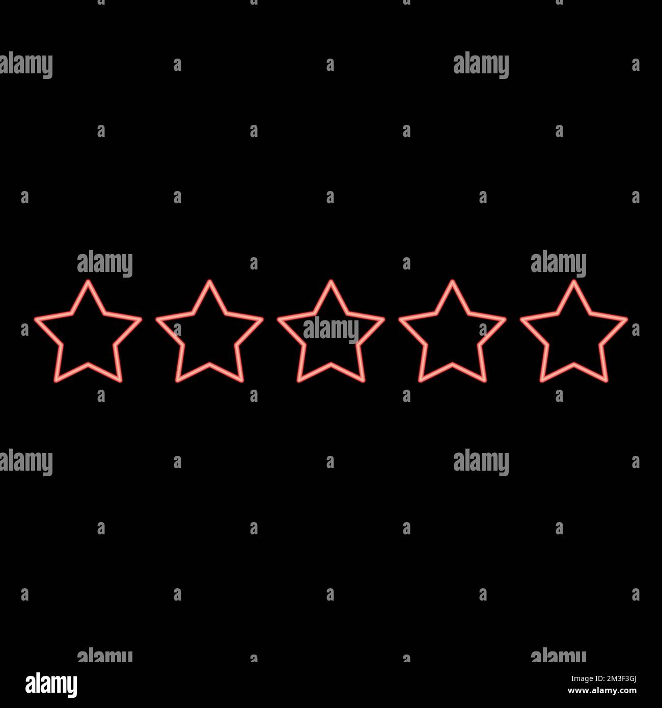 Neon five stars 5 stars red color vector illustration image flat style ...