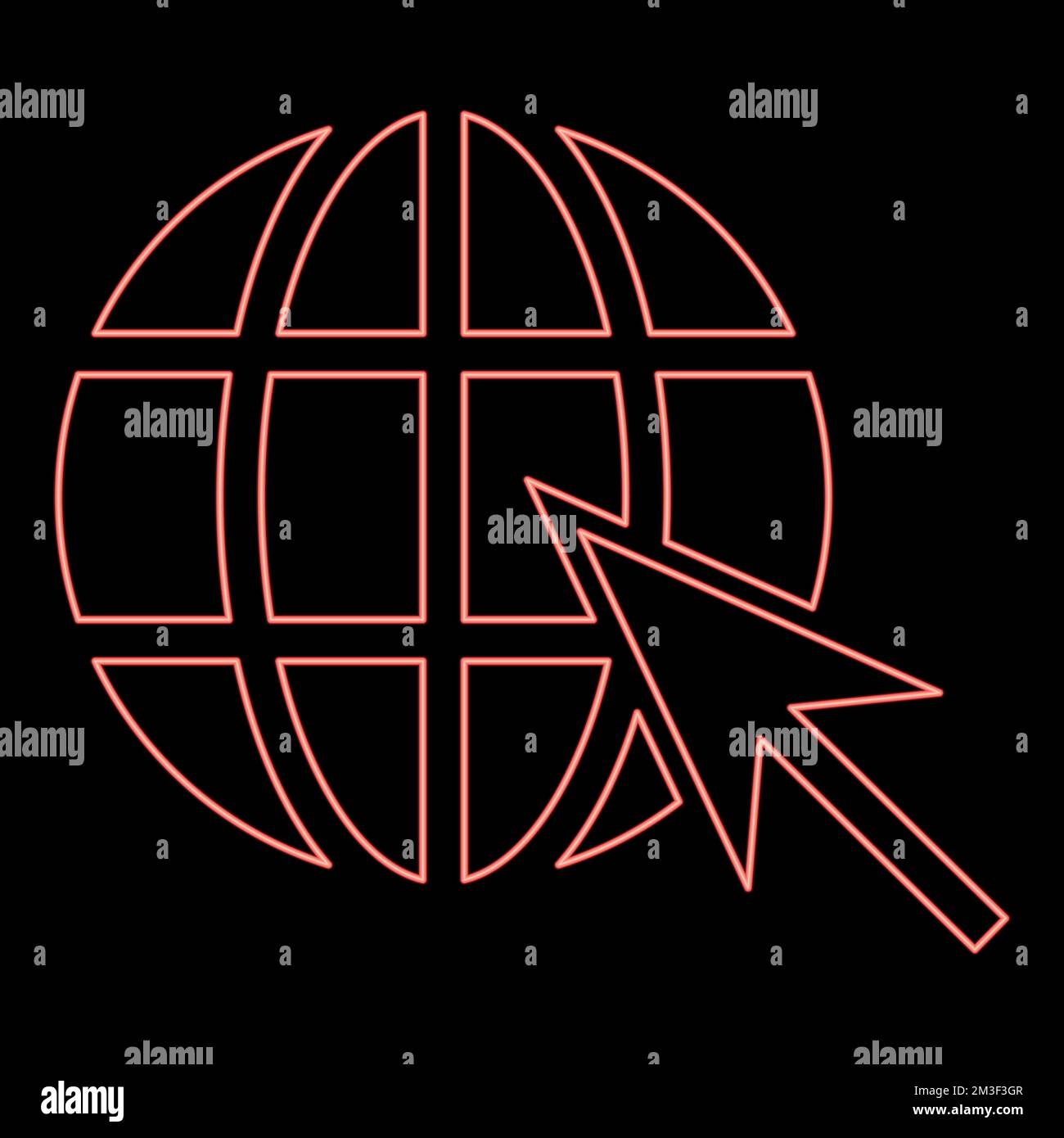 Neon earth ball and arrow Global web internet concept Sphere and arrow ...