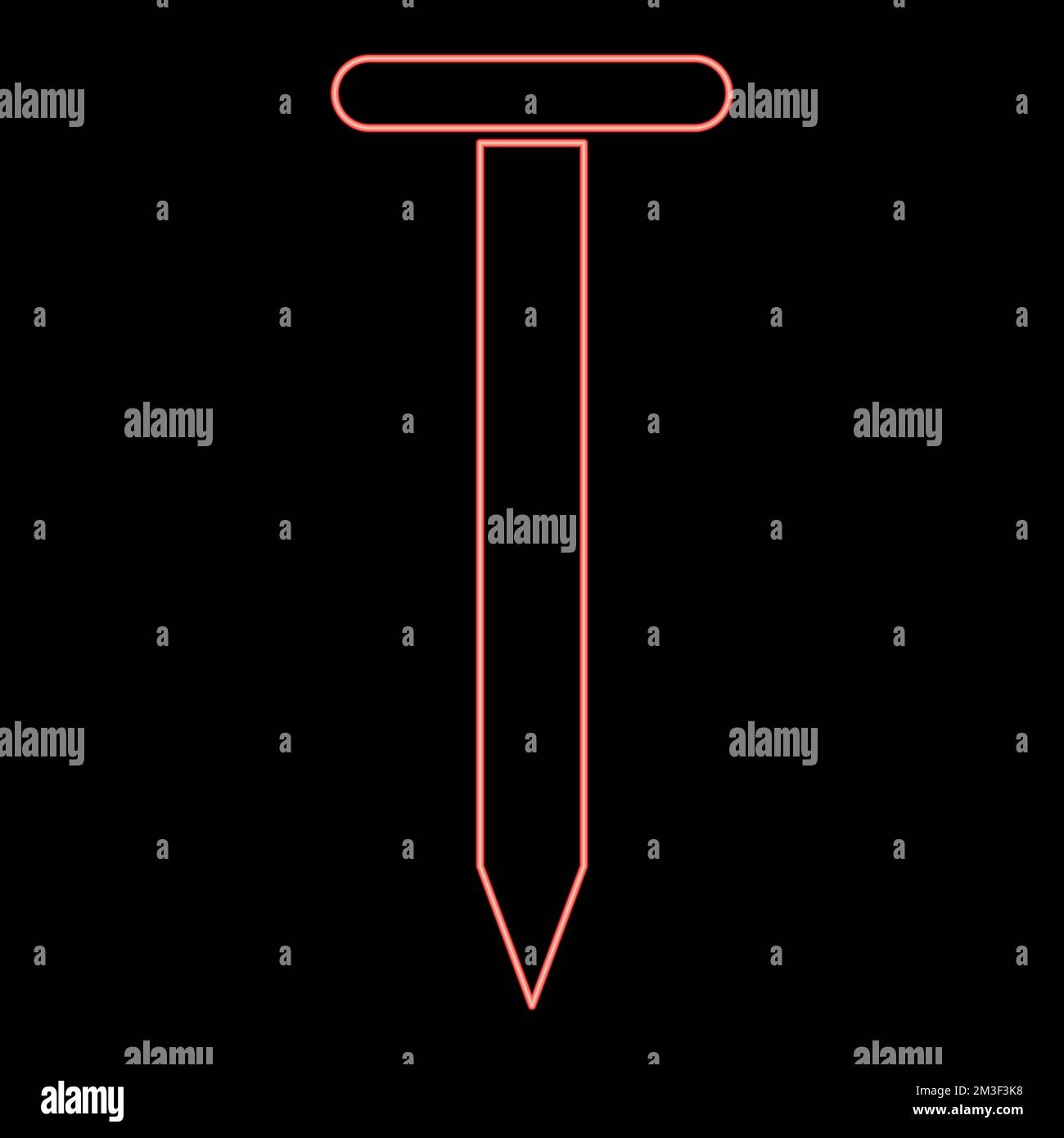 Neon iron nail red color vector illustration image flat style light ...