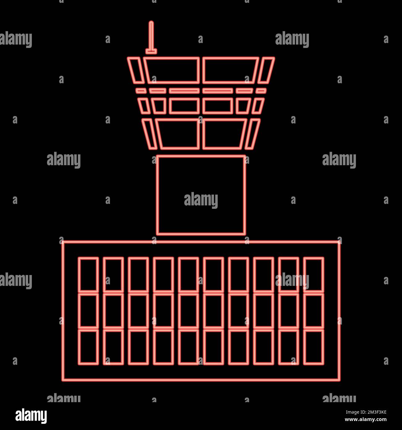 Neon airport control tower Airport Building Flight control tower red ...