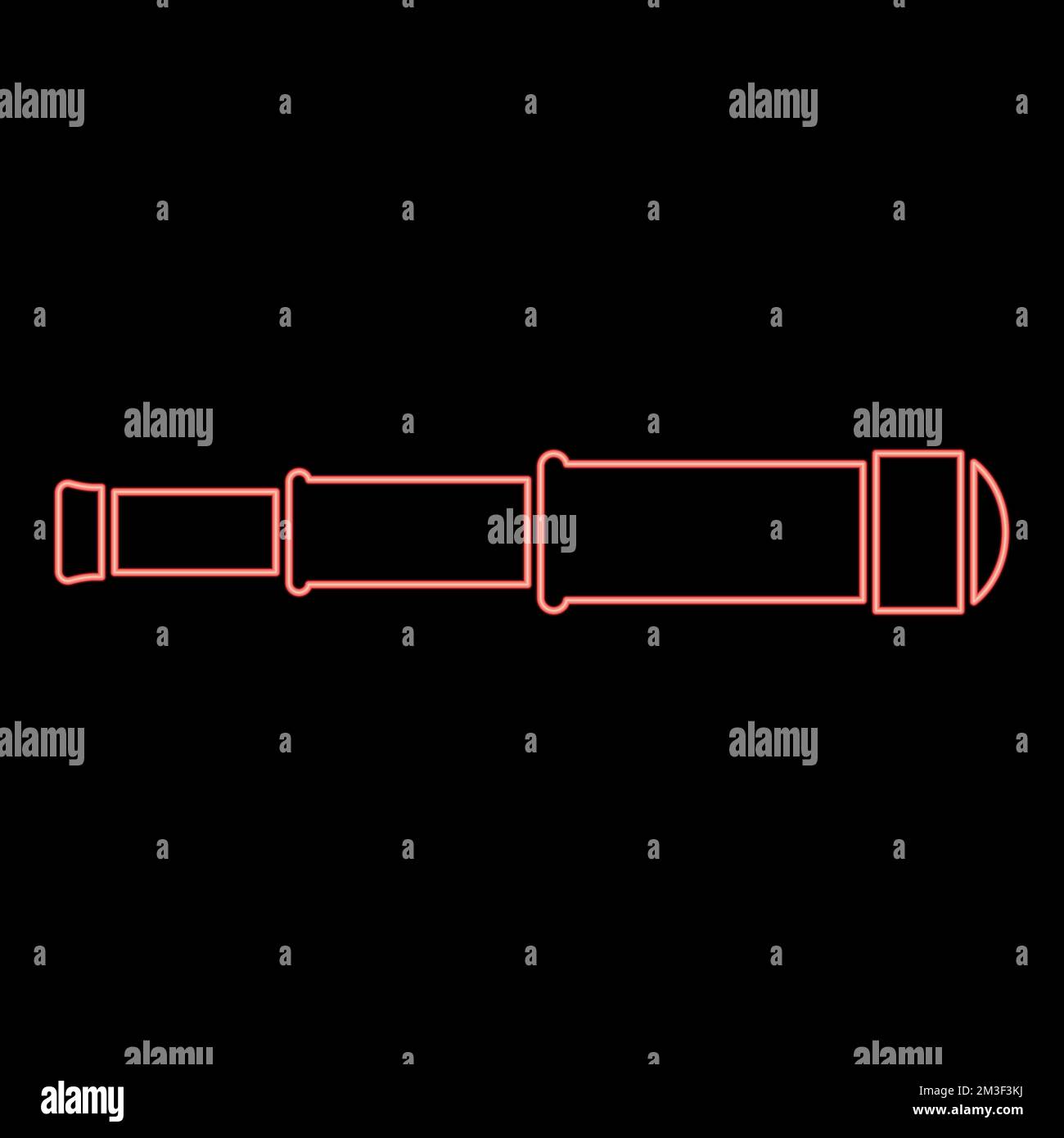 Neon spyglass Monocular Telescope lens red color vector illustration ...