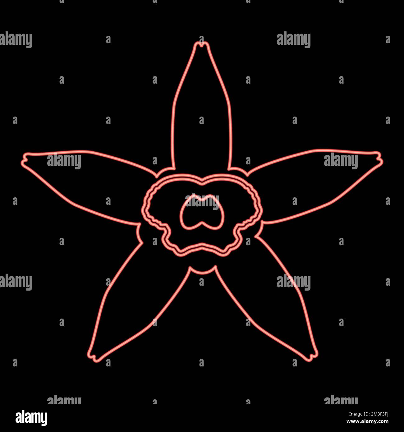 Neon vanilla flower red color vector illustration image flat style ...