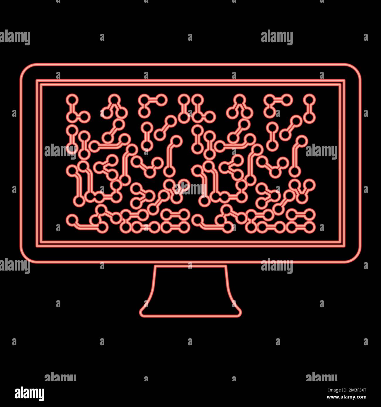 Neon screen with the scheme Technology concept red color vector ...