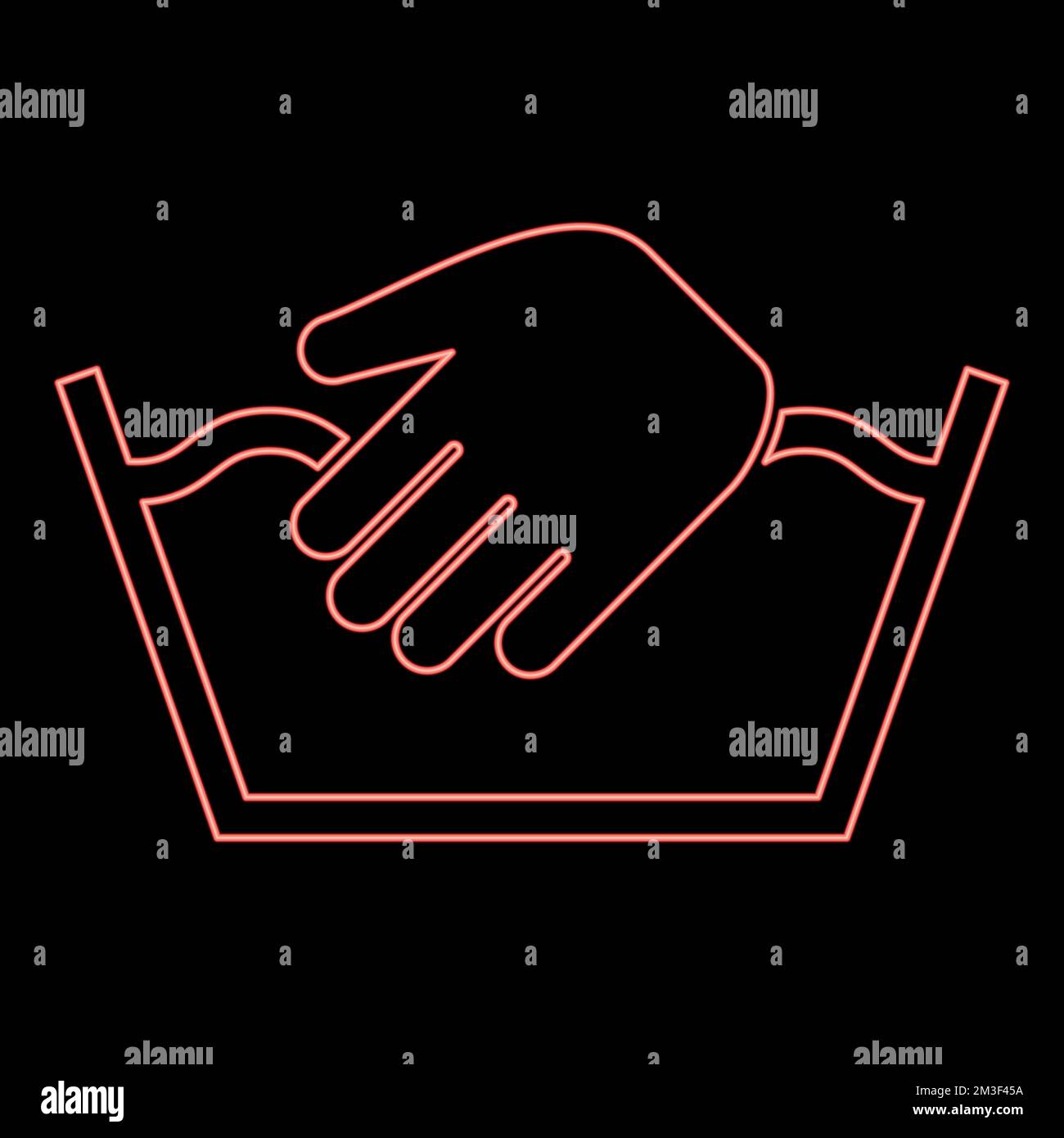 Neon only manual wash Clothes care symbols Washing concept Laundry sign ...