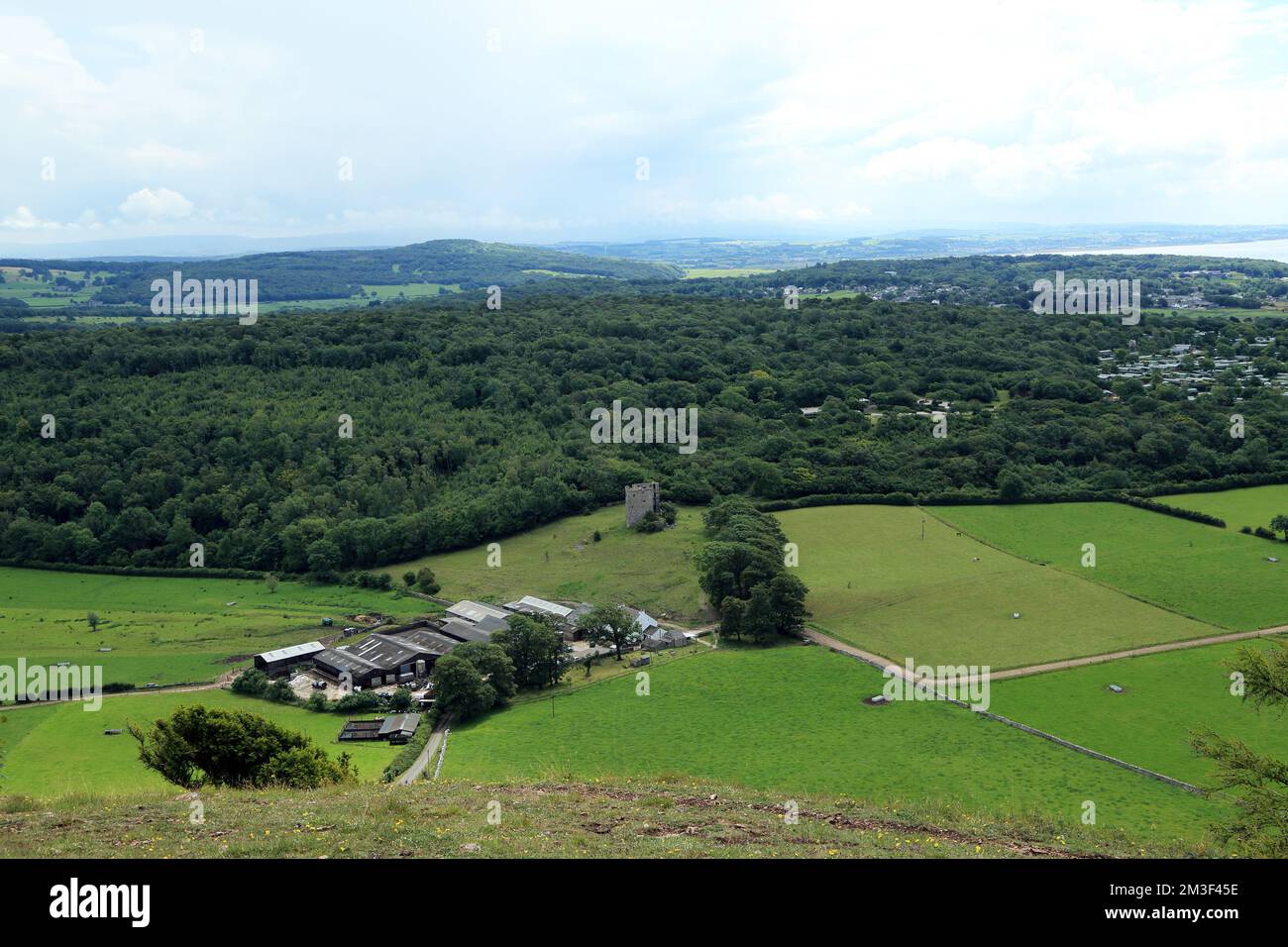 View of Arnside Tower and Arnside Tower Farm from Arnside Knott ...