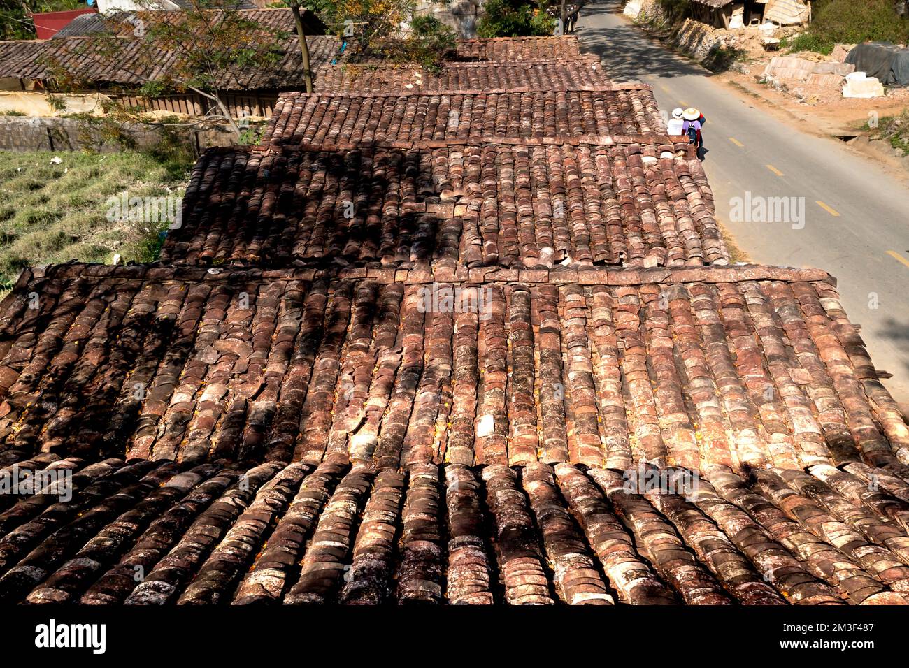 Bac Son district, Vietnam - November 12, 2022: Yin-yang tile roof, also ...