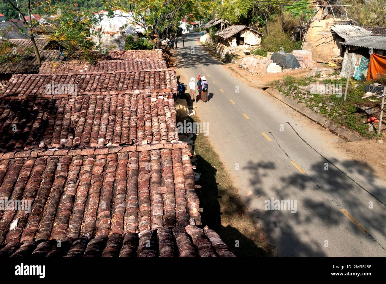 Bac Son district, Vietnam - November 12, 2022: Yin-yang tile roof, also ...