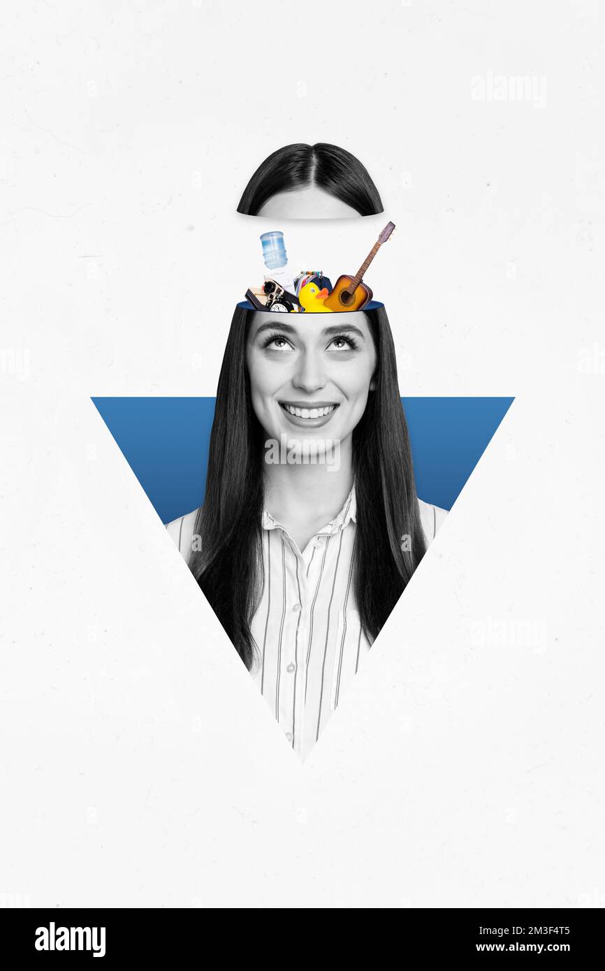 Creative 3d photo artwork graphics painting of funny funky lady open ...