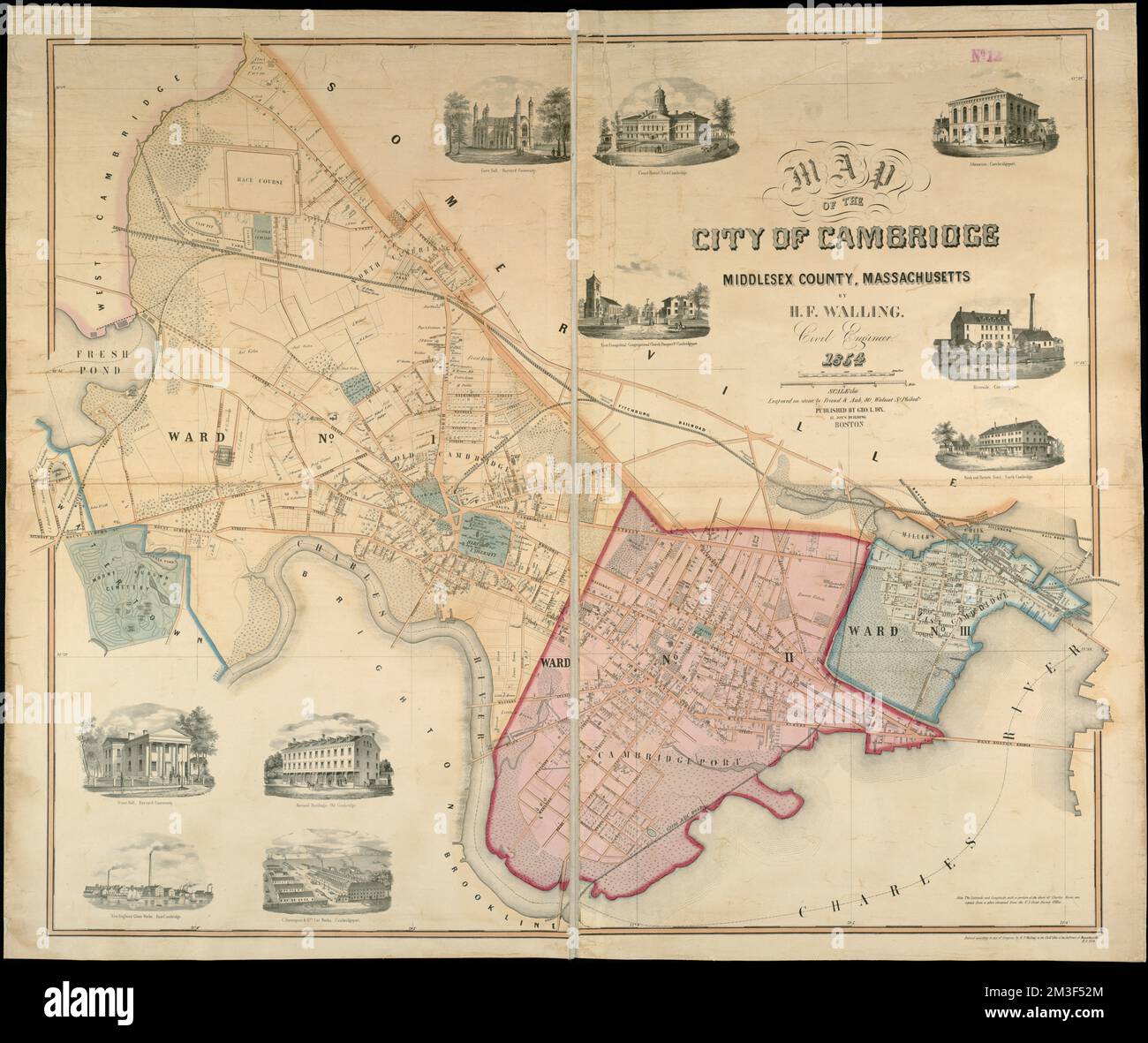 Map of the city of Cambridge, Middlesex County, Massachusetts , Real ...