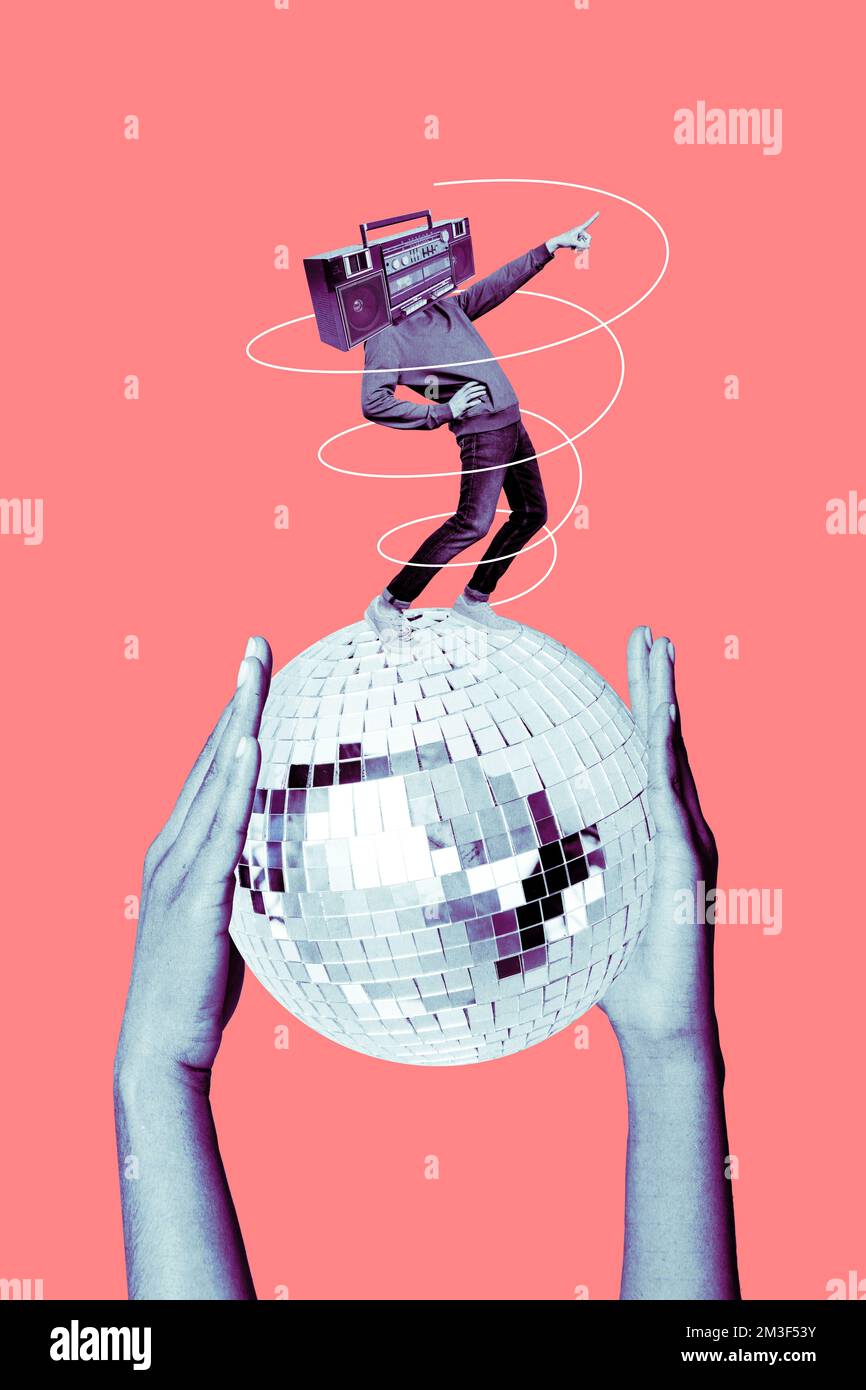 Artwork magazine picture of funny funky guy boom box instead of head ...