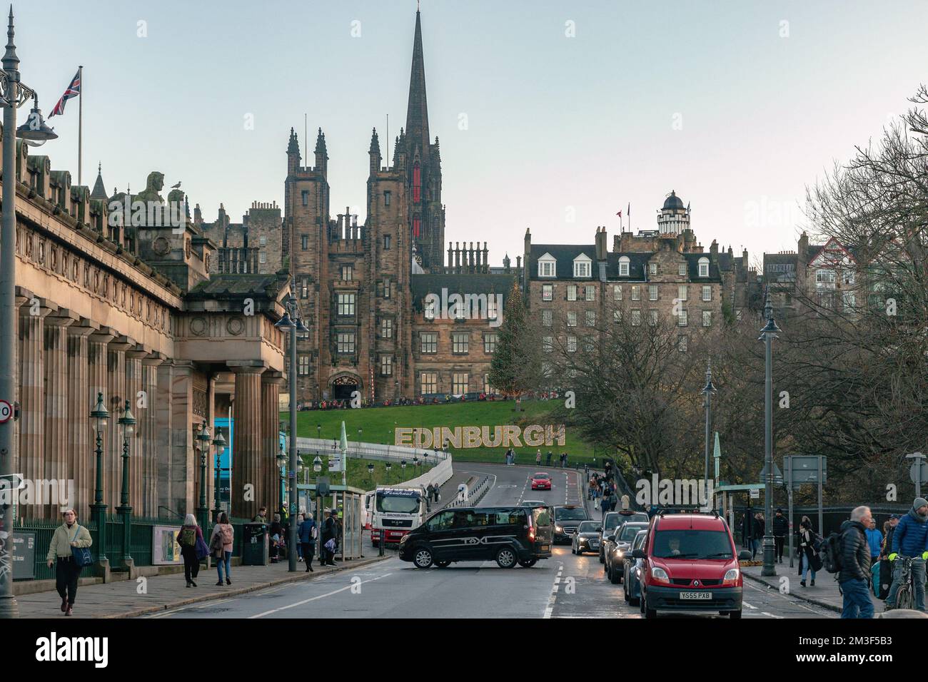 Edinburgh Scotland 23 November2022: A view in Edinburgh looking up The ...