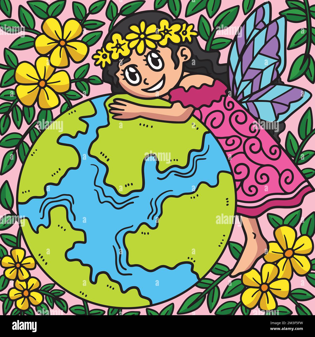 Earth Day Mother Nature Colored Cartoon Stock Vector Image & Art - Alamy