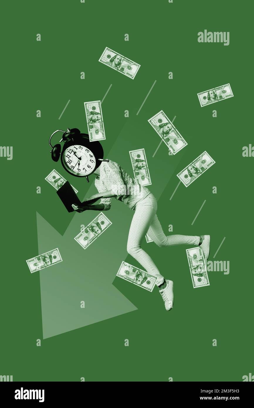 Creative photo 3d collage artwork poster postcard of successful worker ...