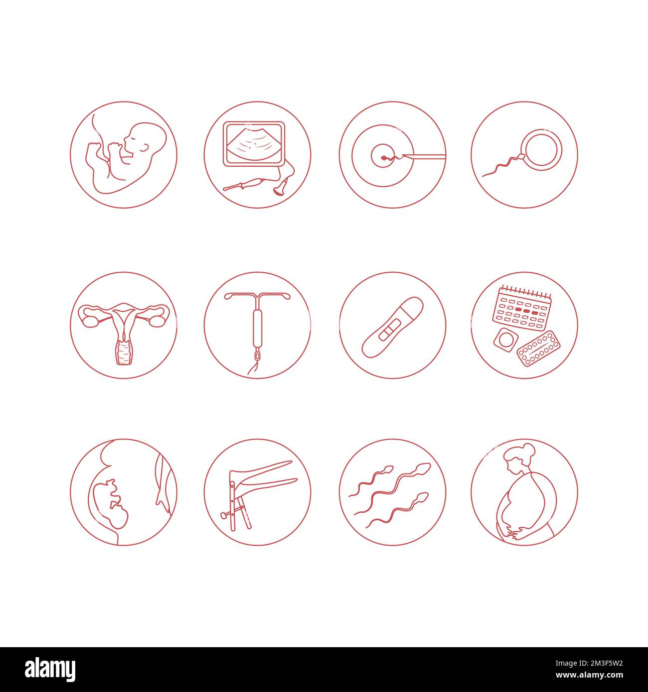 Pregnancy insemination contraception concept. Woman fertility icon set ...