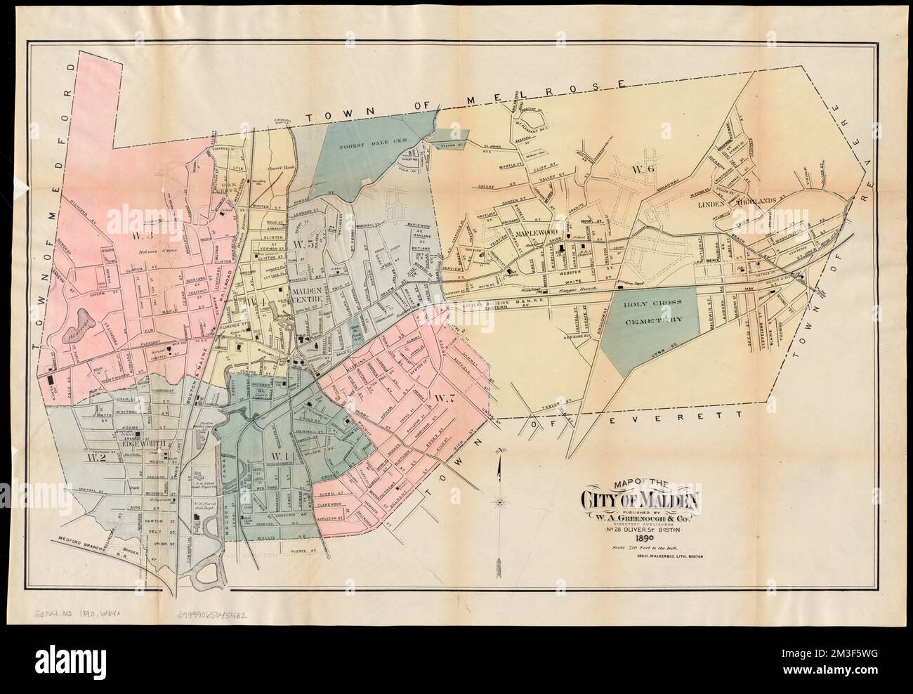 Map Of The City Of Malden Malden Mass Maps Norman B Leventhal Map Center Collection Stock
