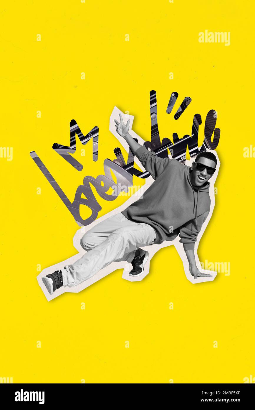 Creative photo 3d collage artwork poster postcard of active energetic ...