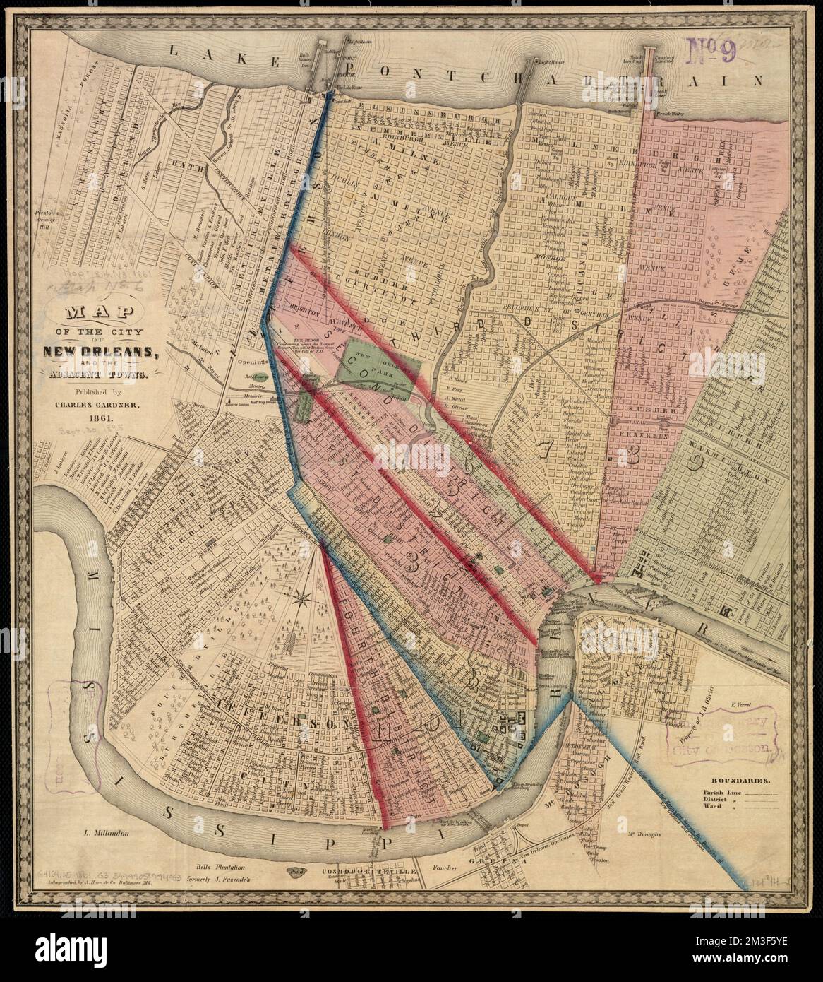 Map of the city of New Orleans, and the adjacent towns , New Orleans La ...
