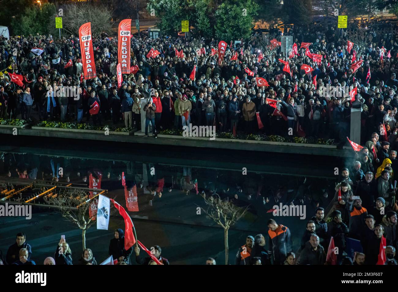 Istanbul, Turkey. 14th Dec, 2022. A crowd of citizens with Turkish ...