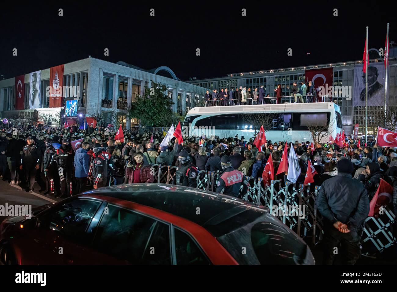 Istanbul, Turkey. 14th Dec, 2022. A crowd of citizens with Turkish ...