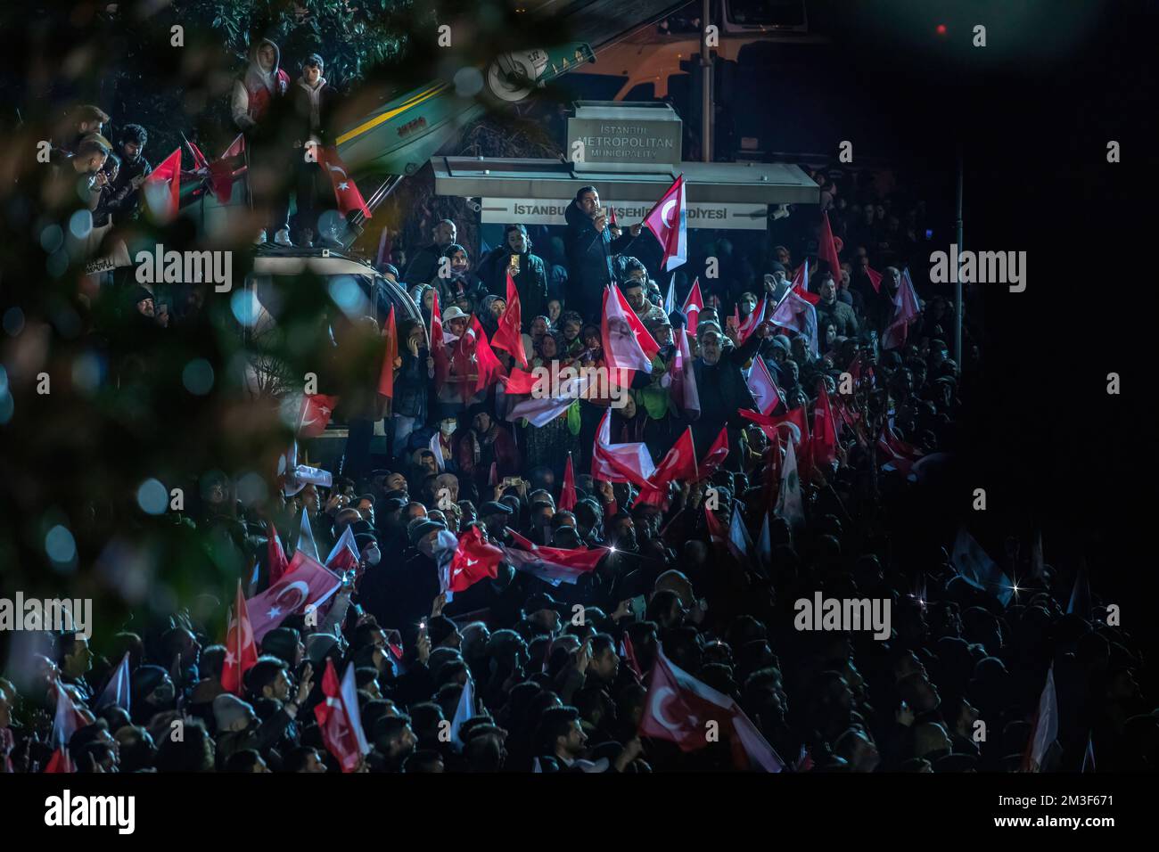 Istanbul, Turkey. 14th Dec, 2022. A crowd of citizens with Turkish ...
