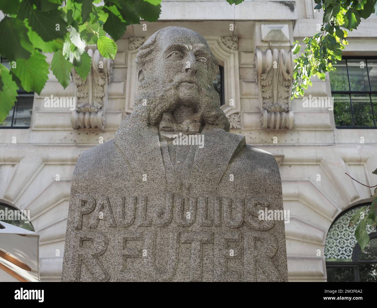 LONDON, UK - CIRCA OCTOBER 2022: Paul Julius Reuter statue by sculptor ...