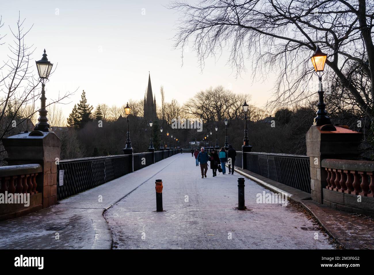 A late afternoon winter walk on Armstrong Bridge, Jesmond, Newcastle ...