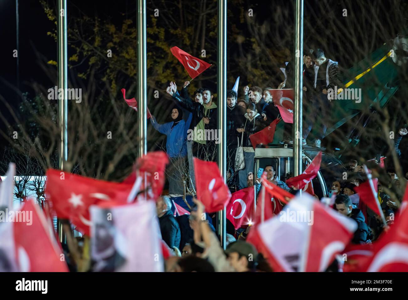 Istanbul, Turkey. 14th Dec, 2022. A crowd of citizens with Turkish ...
