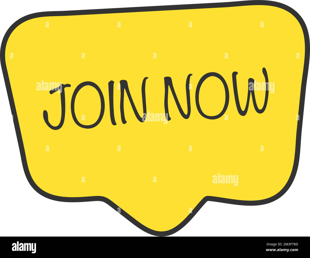 Join now yellow cartoon, hand draw speech bubble isolated on white background vector eps 10 ...