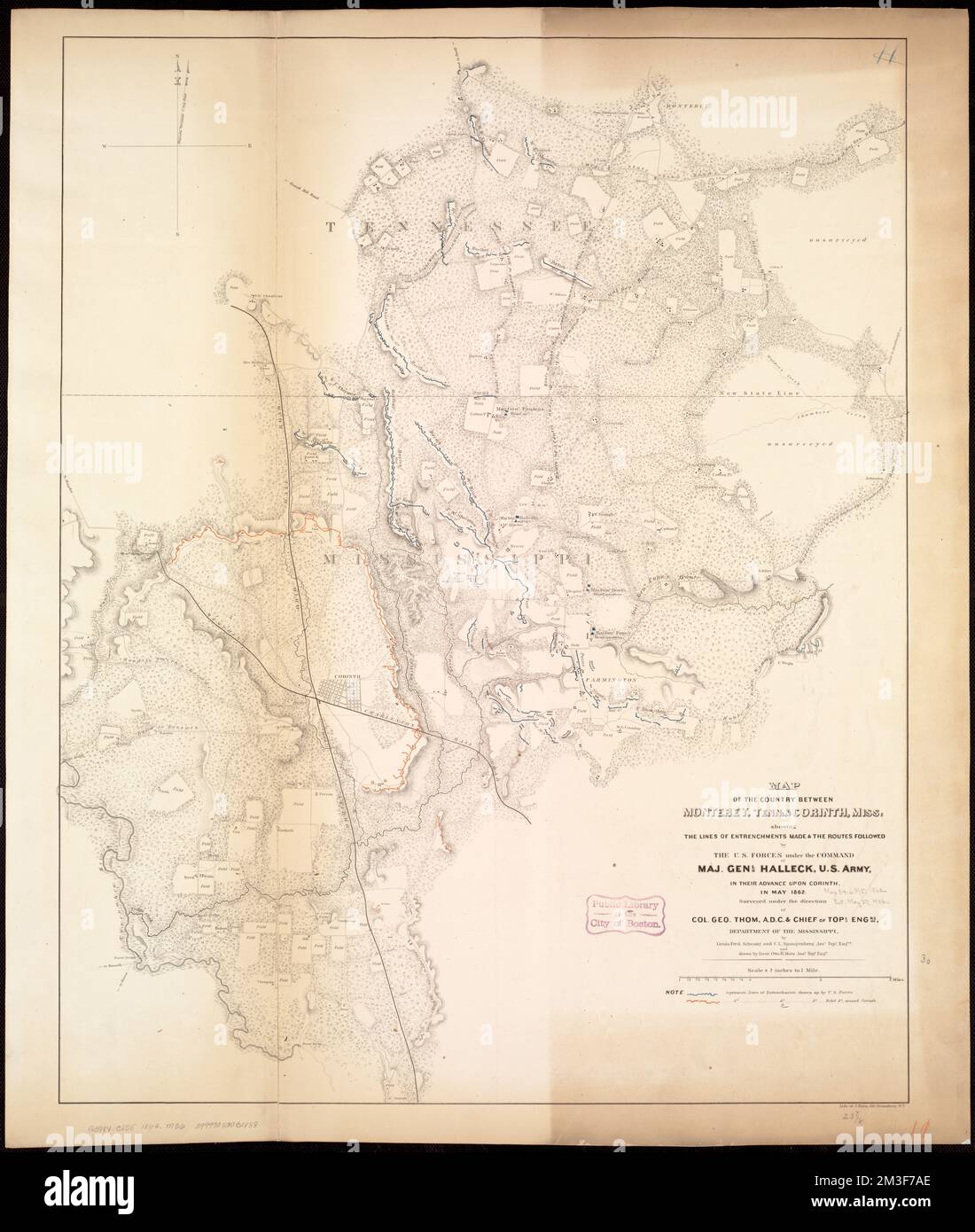 Map of the country between Monterey, Tenn: & Corinth, Miss: showing the ...