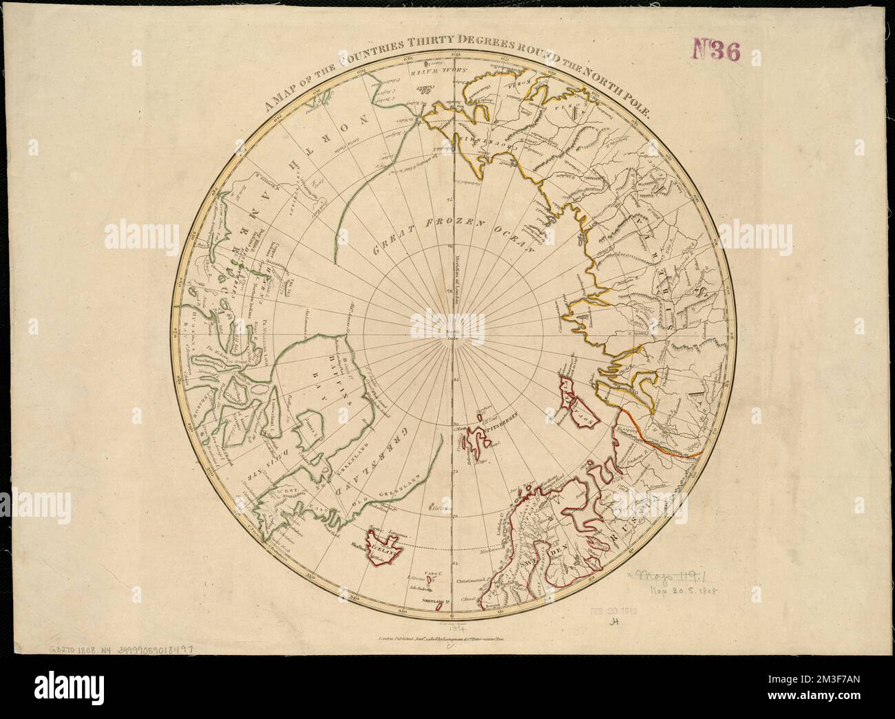 A map of the countries thirty degrees round the north pole , Arctic ...