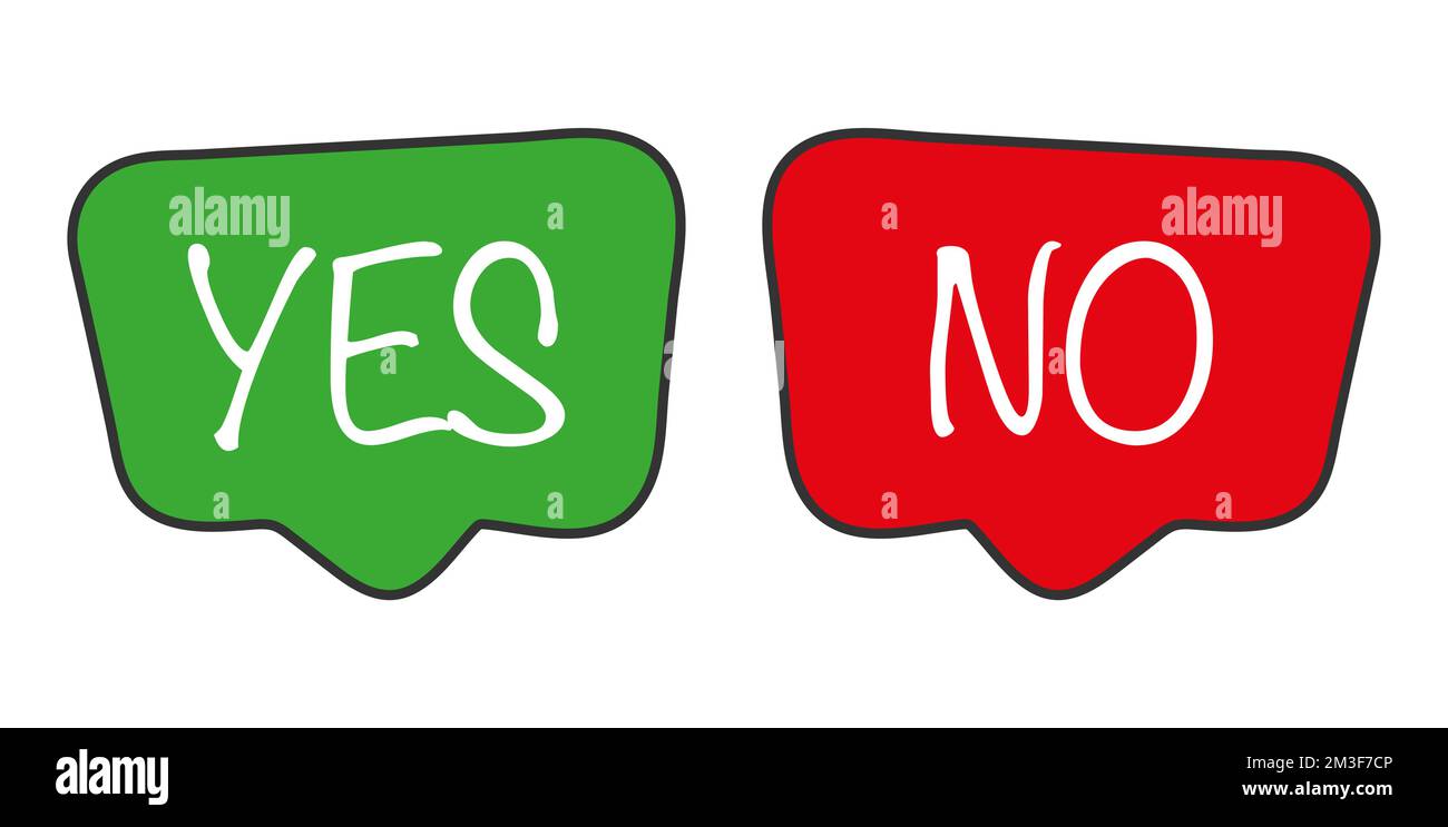 Yes and now speech bubble icons green and red colors vector eps 10 ...