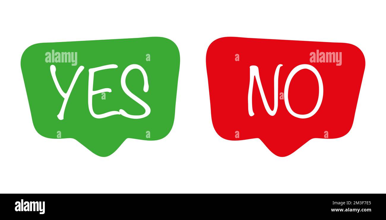 Yes and now speech bubble icons green and red colors vector eps 10 ...