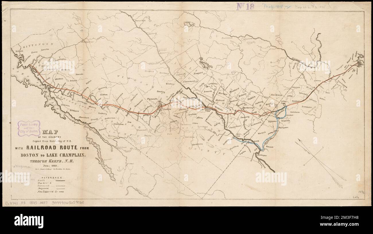 Map of the country copied from Hale's map of N. E. with railroad route ...