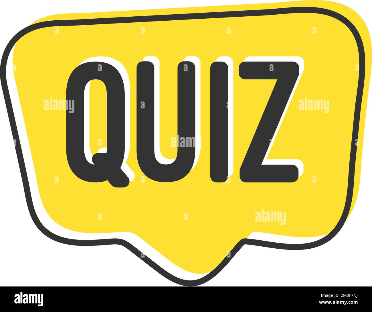 Quiz logo icon vector symbol, flat cartoon yellow bubble speech with as ...