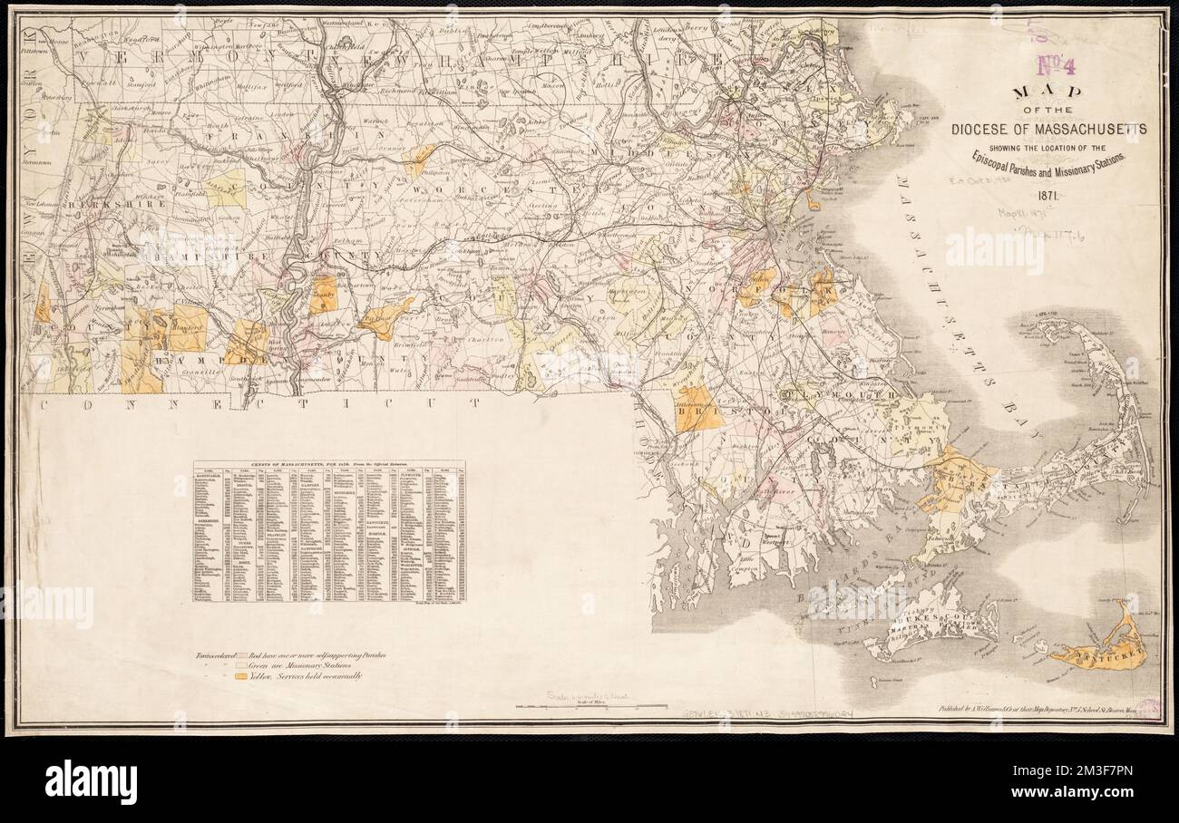 Map of the Diocese of Massachusetts showing the location of the ...