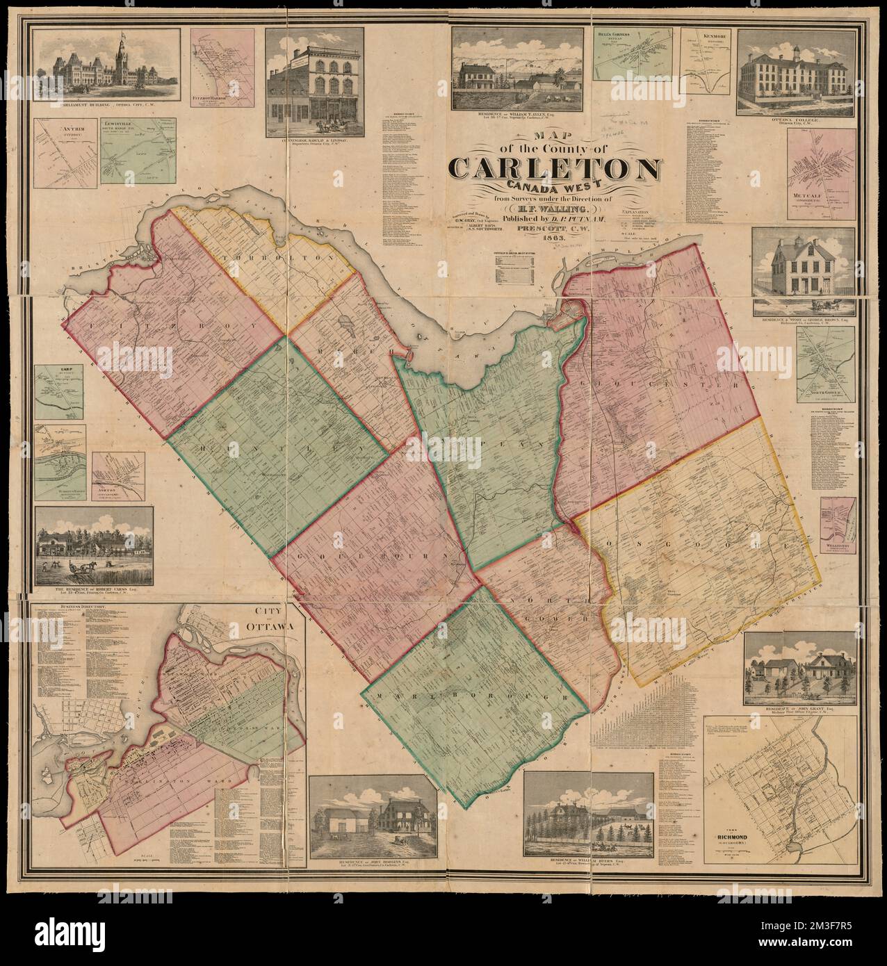 Map of the county of Carleton, Canada West : from surveys under the ...