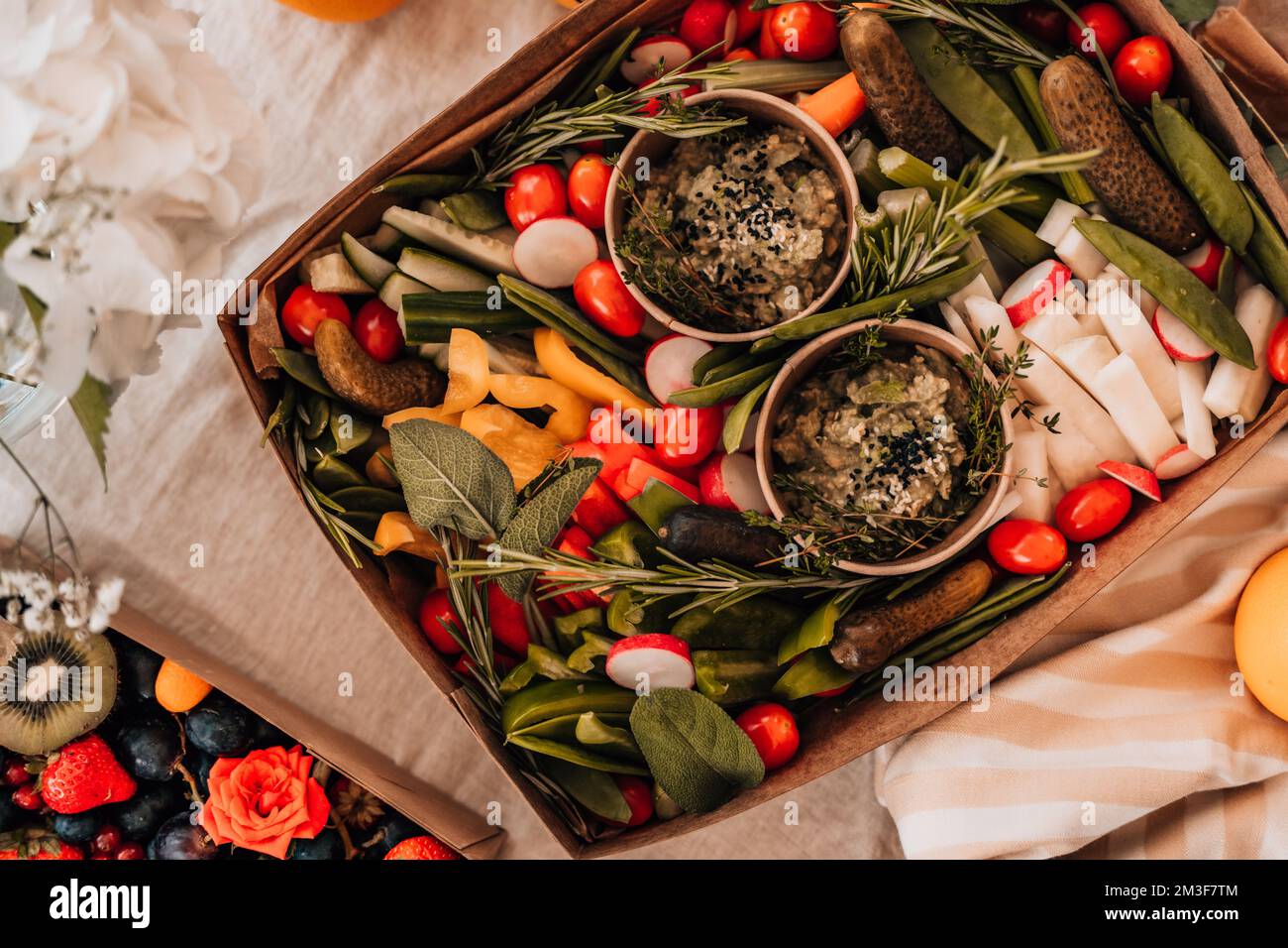 A fourchette table with vegetables and fruits Stock Photo - Alamy