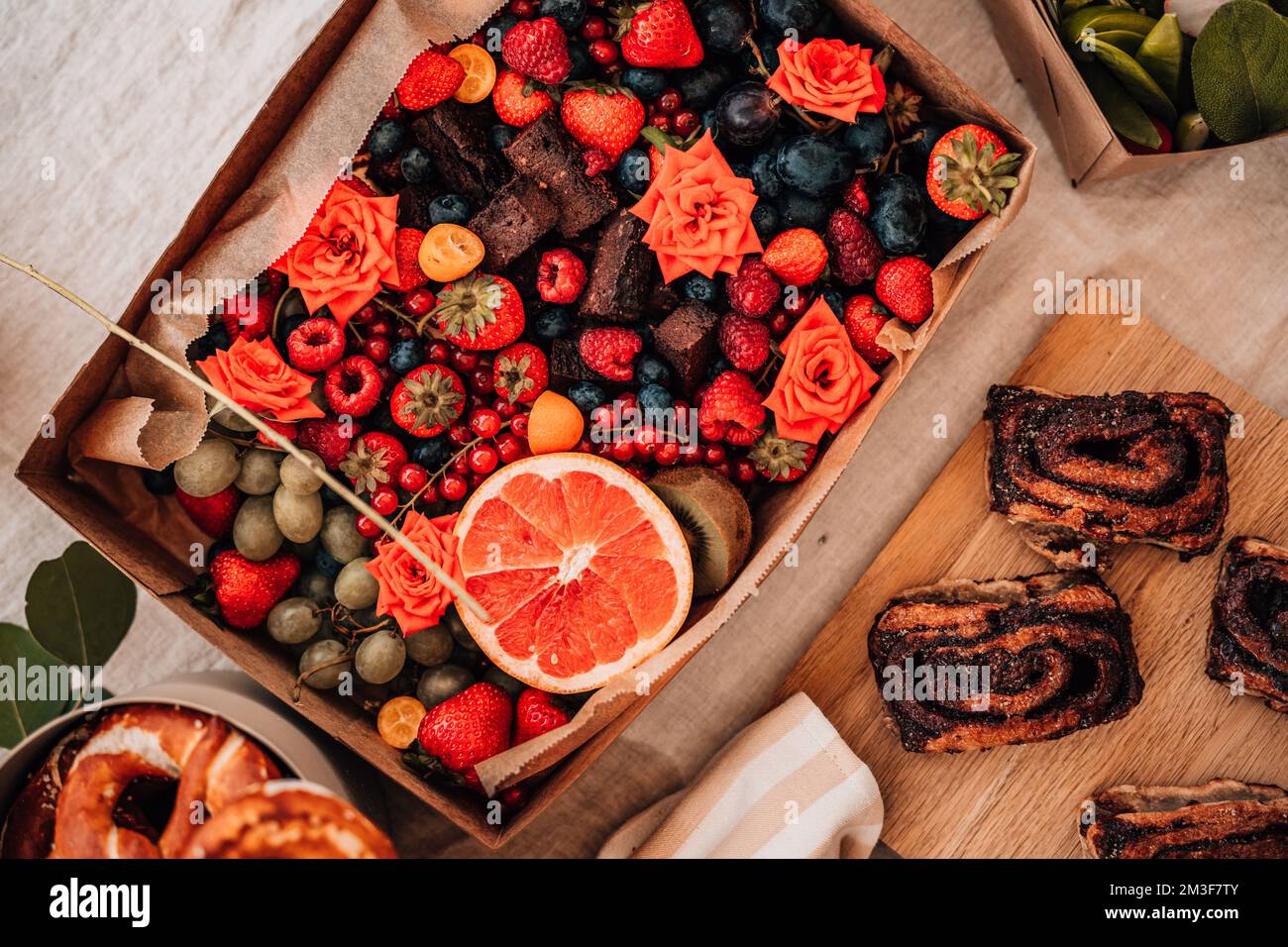 A fourchette table with fruits and sweets Stock Photo - Alamy