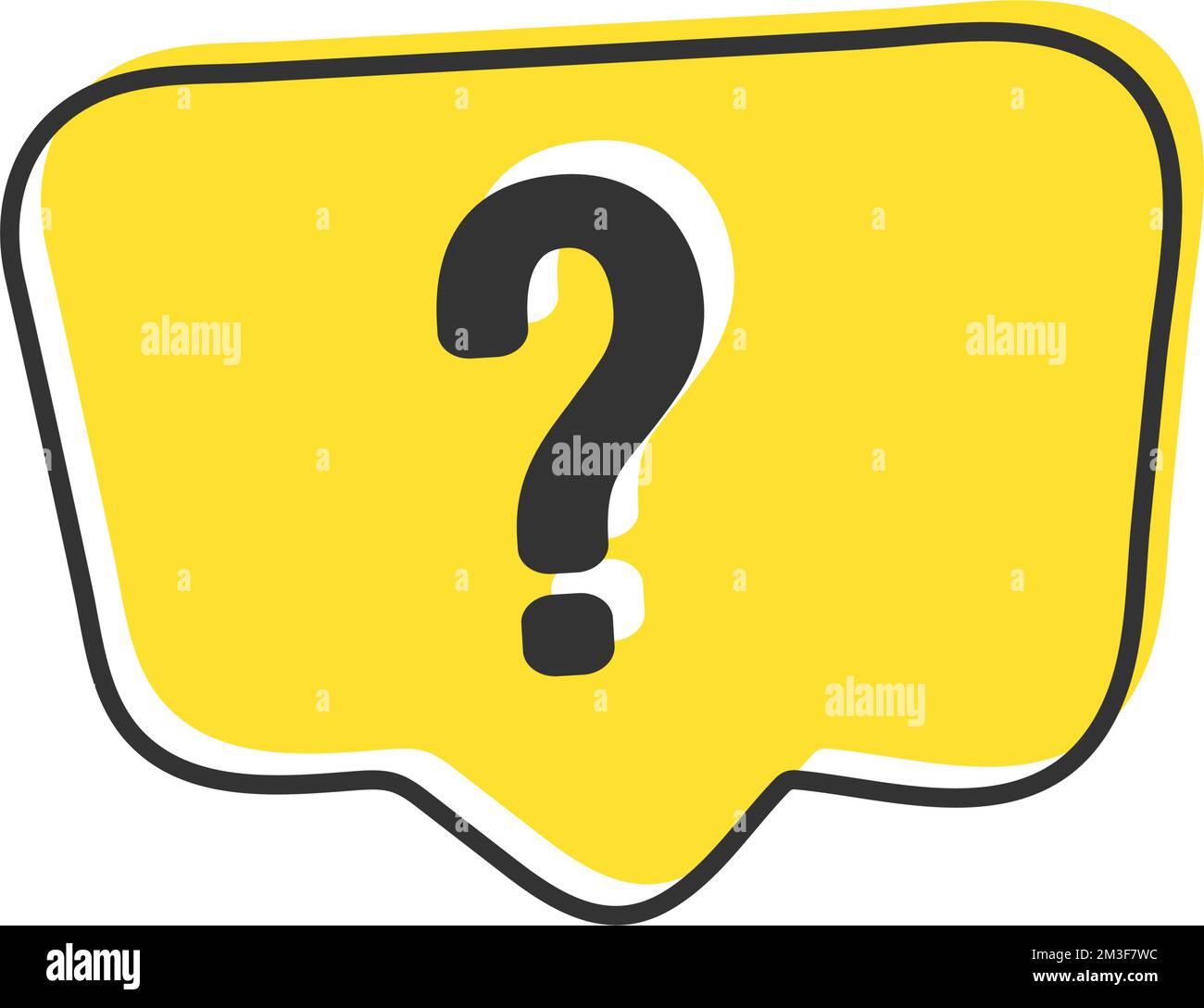 yellow speech bubble hand draw cartoon message box with question mark ...