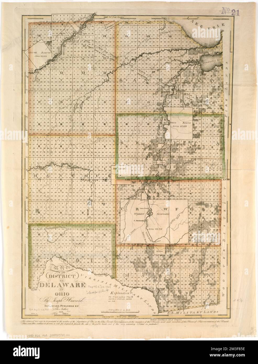 Map of the district of Delaware in Ohio , Land settlement, Ohio, Maps ...