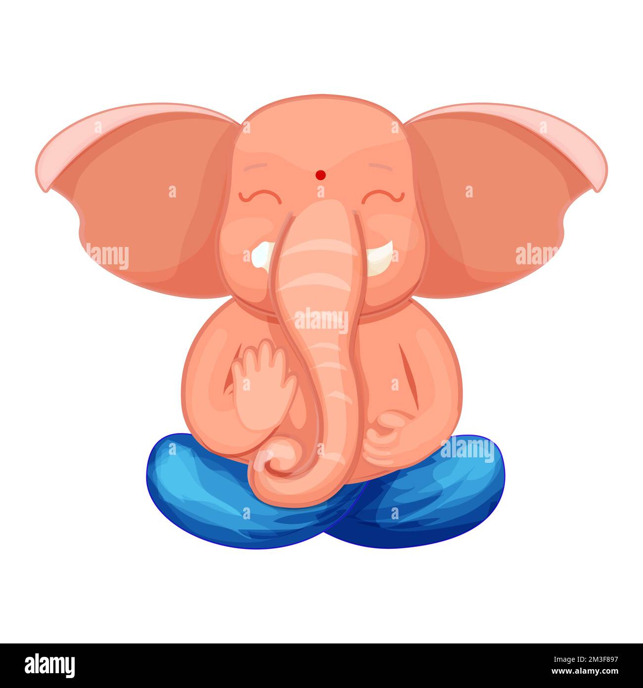 Ganesh god cute character lotus pose, meditation in cartoon style ...