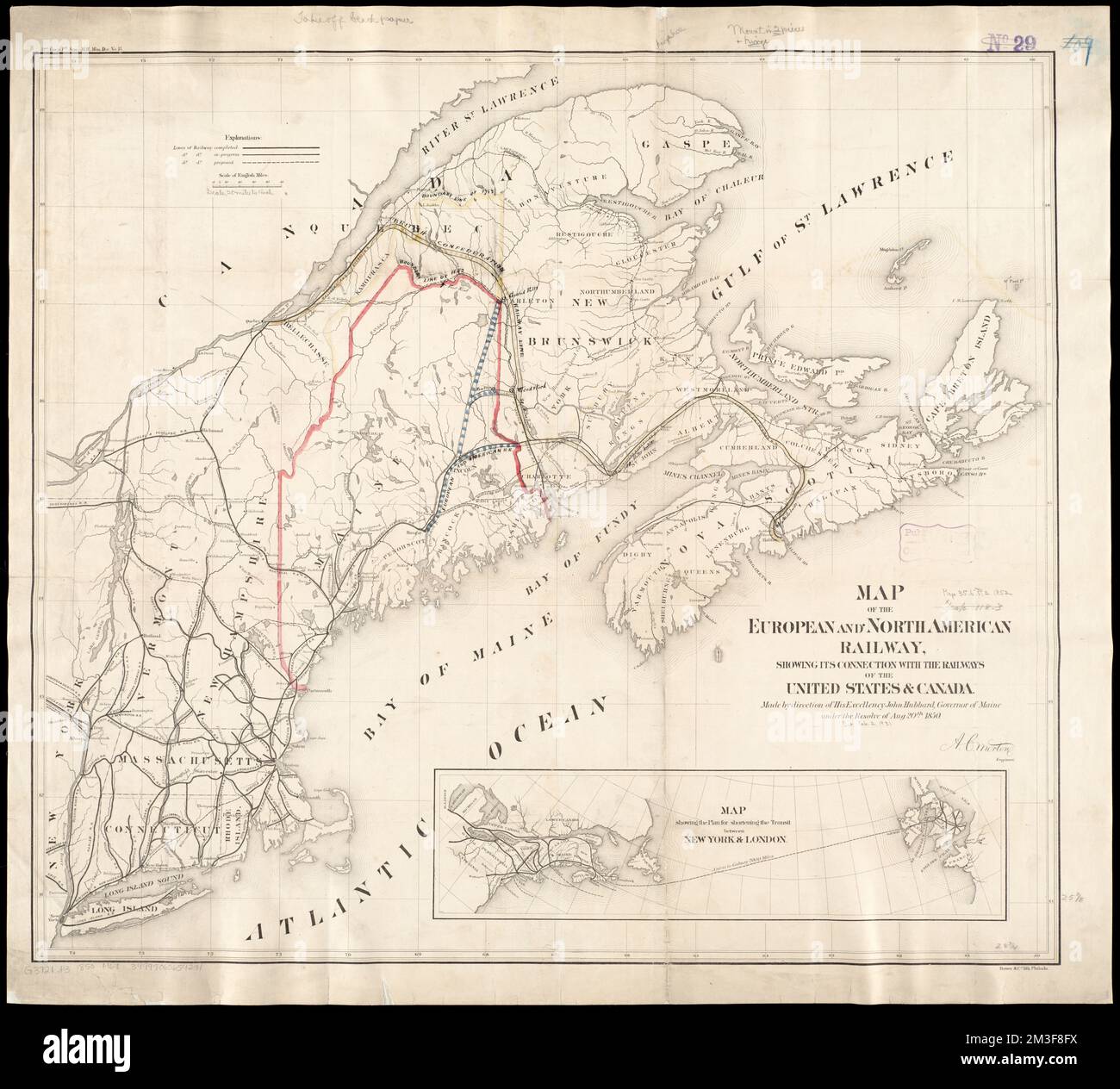 Map of the European and North American Railway, showing its connection ...