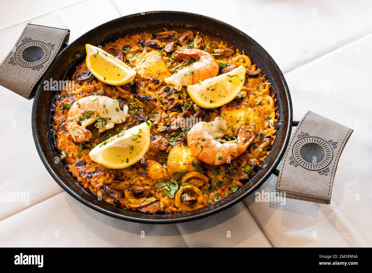 Overhead view seafood paella hi-res stock photography and images - Alamy
