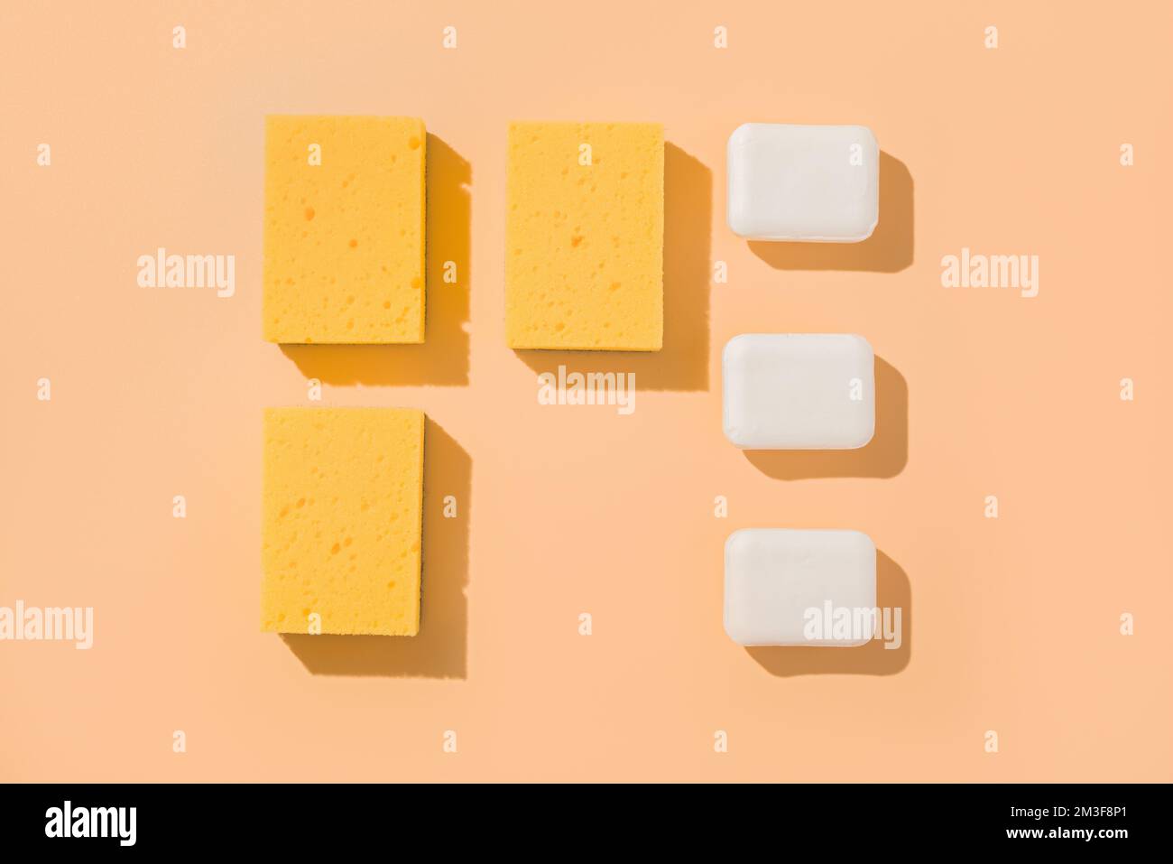 Geometric mockup layout square pattern sponge for washing and bar of ...