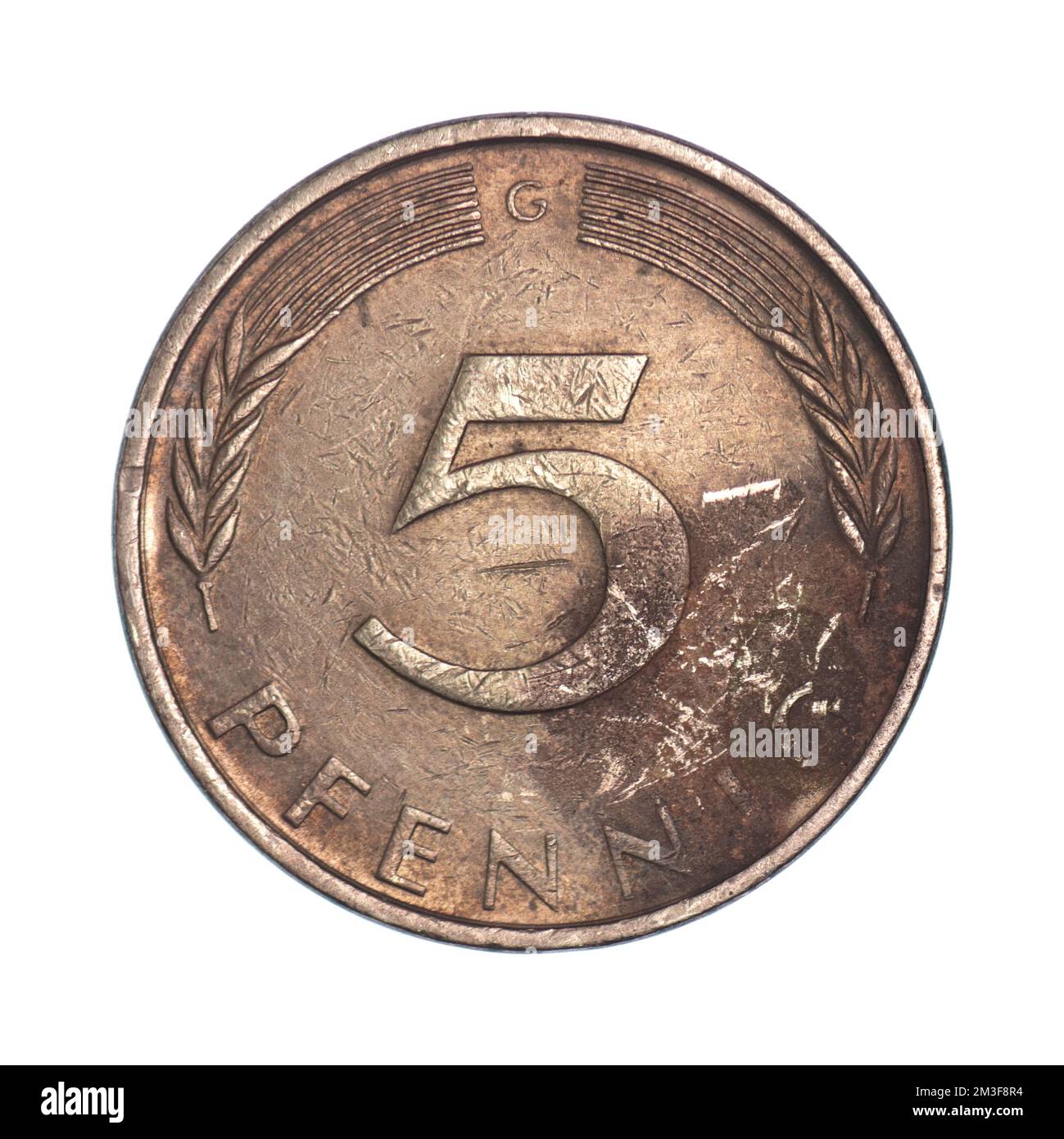 Germany 5 pfennigs, 1974 isolated on white Stock Photo - Alamy