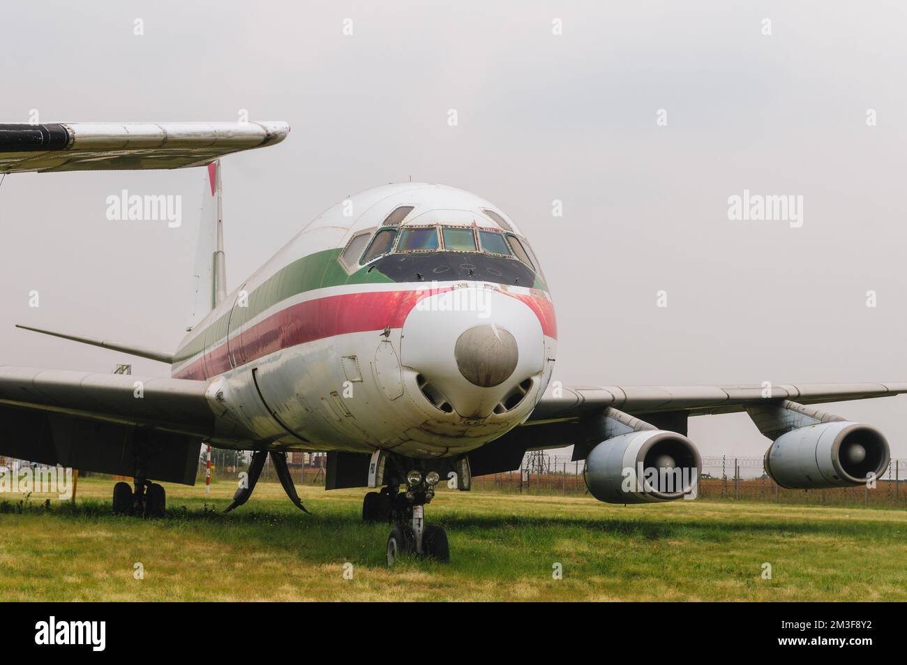 Old destroyed dismantled and abandoned aircraft in the field. Plane ...