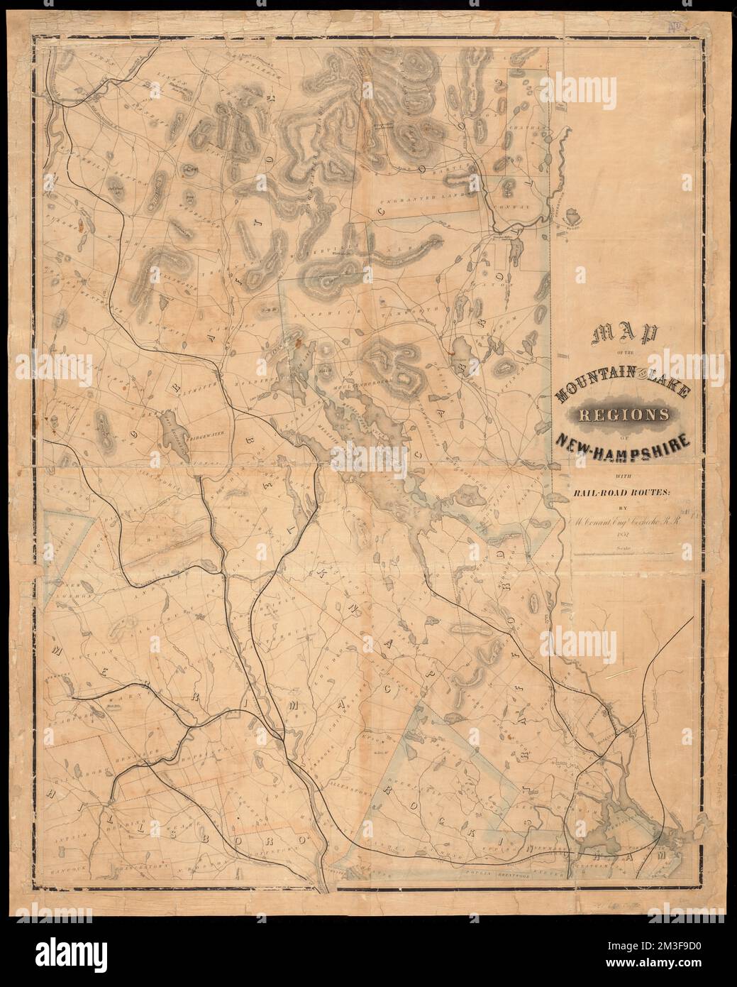 Map of the mountain and lake regions of New-Hampshire with rail-road ...